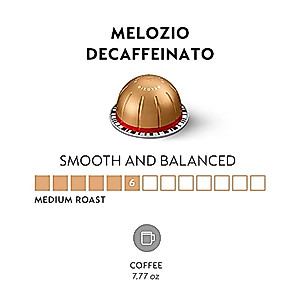 Nespresso Vertuo Melozio Decaffeinato, Medium Roast Espresso, 30 Count Coffee Capsules (VERTUO ONLY)