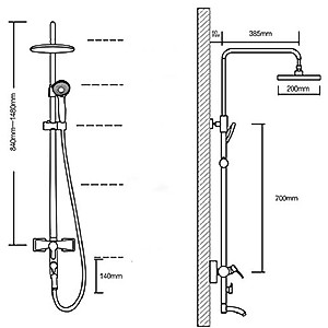 XZRWYB Shower Set Lift Up and Down Top Spray Refined Copper Temperature Control Shower