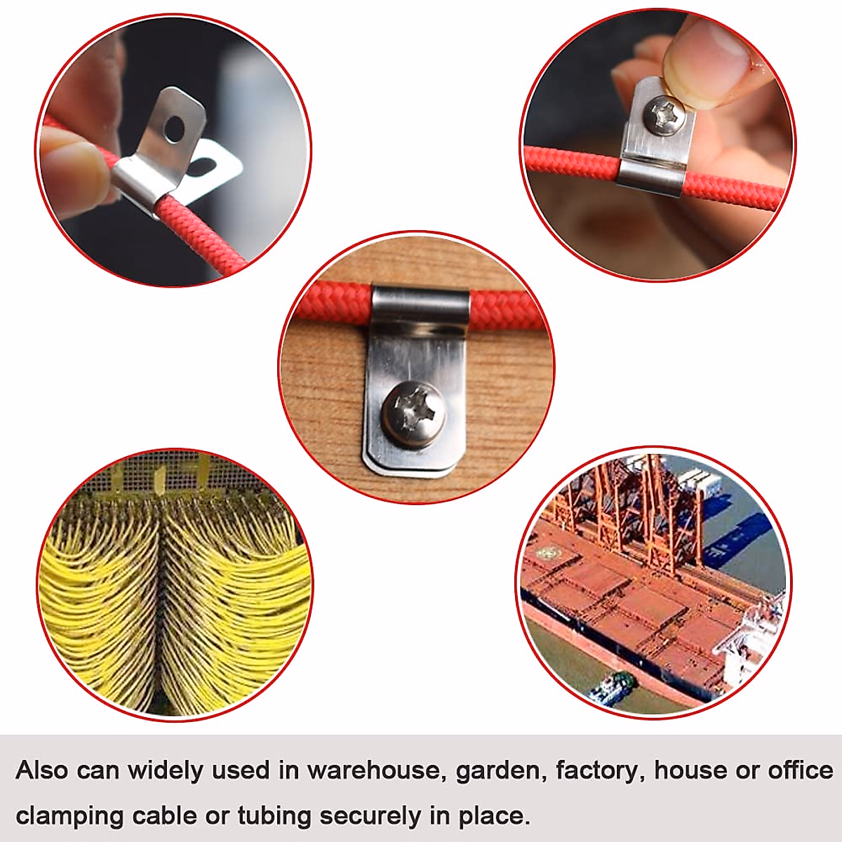 100 Pcs Fence Wire Clamps with 100 Pcs Screws, Stainless Steel Wire Clips Mount Welded Wire to Vinyl, Wood or Metal Fence (for 12-16 Gauge Wire Fencing)