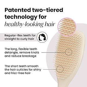 Tangle Teezer Large Ultimate Detangler Hairbrush for Wet & Dry Hair, Eliminates Knots & Reduces Breakage for Long, Thick, & Curly Hair Types, Vanilla
