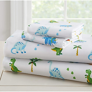 Wildkin Toddler Cotton Comforter & Sheet Set Bundle (Dinosaur Land)