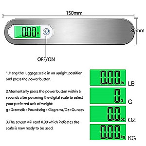 Luggage Scale, 50kg Hand Hanging Portable Travel Scale with Hook Electronic Baggage Weight Measuring Digital Weighing
