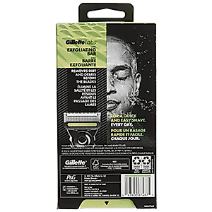 Gillette Mens Razor with Exfoliating Bar by GilletteLabs, Shaving Kit for Men, Includes 1 Handle, 2 Razor Blade Refills, 1 Premium Magnetic Stand