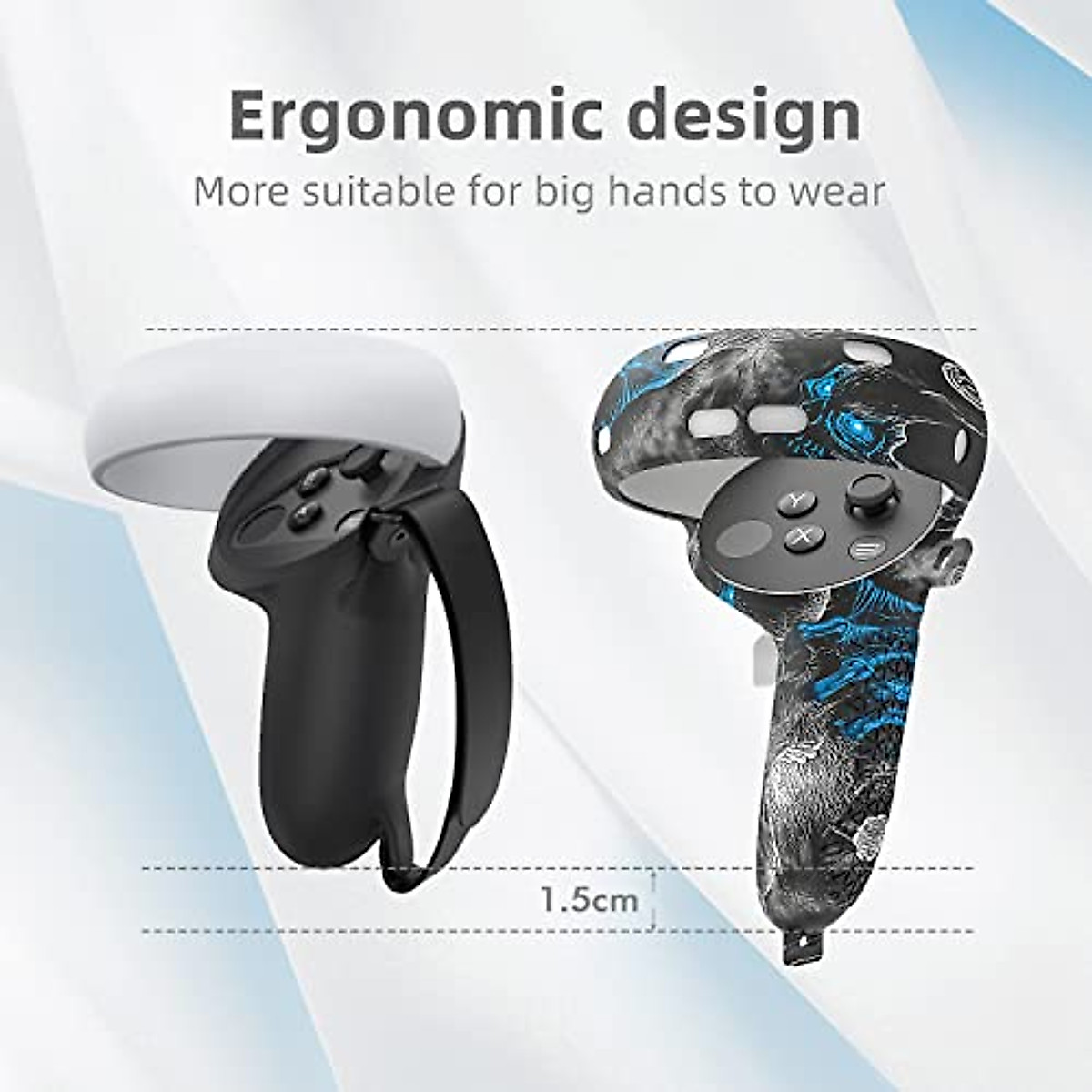 AIXOTO VR Accessories for Oculus Mate Quest 2, 4 in 1 Set Include Silicone Face Cover, Controller Grip Cover, VR Shell Cover, Lens Cover and 10PCS Disposable Eye Cover (Phantom)