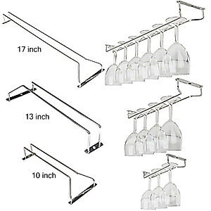 Greatstar Wine Glass Rack, Under Cabinet Wine Rack Glass Holder Stainless Steel Chrome Finish - Hanging Stemware Holder for Bar Kitchen (21inch)