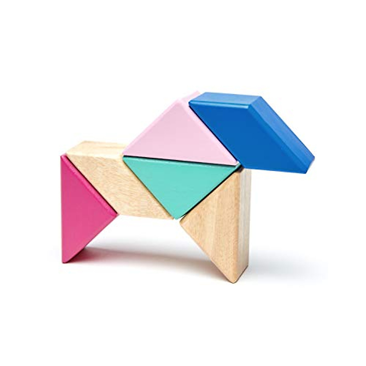 6 Piece Tegu Pocket Pouch Prism Magnetic Wooden Block Set, Blossom