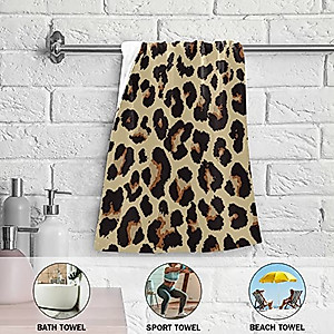 Cheetah Leopard Print Animal Skin Towels Set of 2 Hand Towel Absorbent Face Towel Soft Dish Towels for Gym Bath Kitchen Decor 28x14 Inches