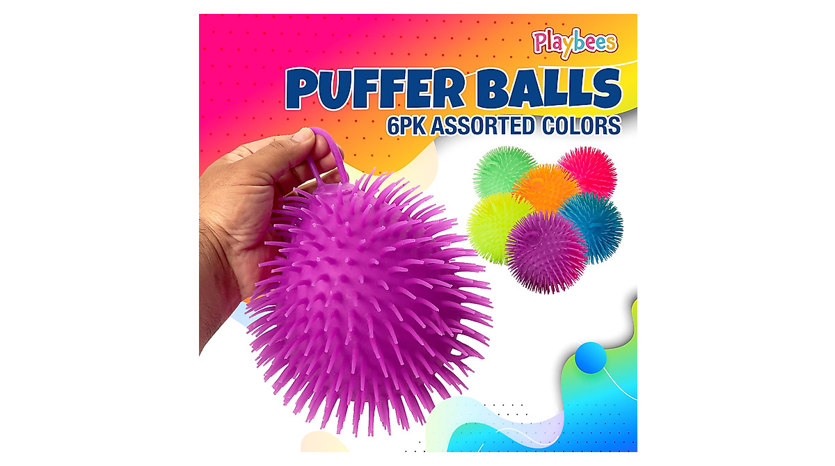 Playbees Spiky Puffer Balls - Stress Relief & Fidget Toy 6-Pack