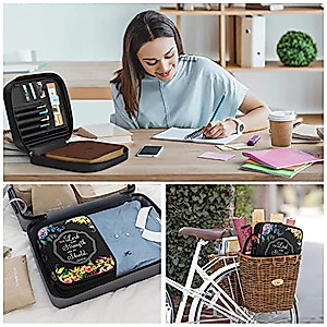 Floral Bible Cover w/A Bookmark, FINPAC Carrying Book Case Church Bag Bible Protective with Handle and Zippered Back Pocket, Perfect Gift for Girls Women Mother Kids (Black)