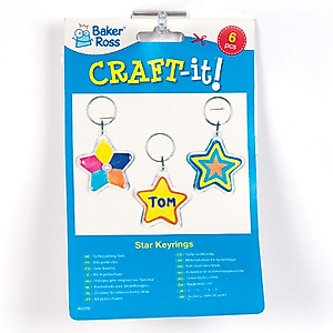 Baker Ross AG220 Make Your Own Star Keyring Kit - Pack Of 6, For Kids To Assemble And Attach To Key Rings And Bags, white, 5cm
