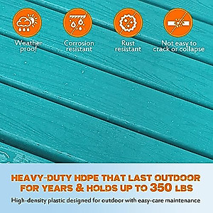 MUPATER HDPE Rocking Chairs Set of 2, High Back Smooth Rocking Chairs with 350 lbs Weight Capacity, for Backyard, Fire Pit, Lawn, Garden and Indoor, Blue