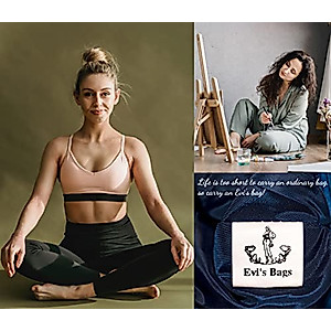 Evi's Bags Women's Hand Painted Floral Leather Shoulder Bag Unique, Large, Handmade Handbag - Satchel - Purse - Tote (Blue)