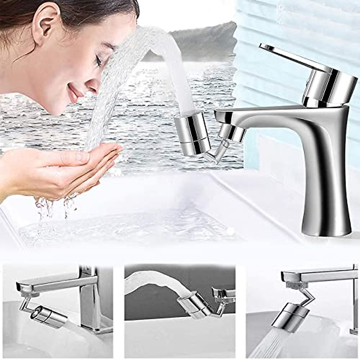 CHAOMIC 2PCS Universal Splash Filter Faucet 720 Rotating Faucet Extender Aerator Anti-Splash 4-Layer Net Filter Faucet Oxygen-Enriched Foam Leakproof Double O-Ring Sprayer Faucet