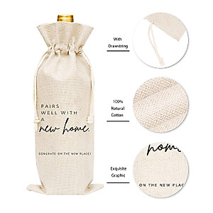 Housewarming Wine Gift Bags, New Home Wine Bag For Friends, Client Gift From Realtors, 1 Pc Wine Bag (A47)