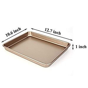 Walooza 13 Inch Baking Pans Nonstick Set of 2, 13 X 11 X 1 Inch Sturdy Cookie Sheet Replacement Toaster Oven Tray, Non Toxic & Heavy Duty & Easy Clean