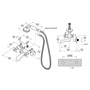 Hanallx Clawfoot Tub Faucet Wall Mount Tub Filler Brushed Gold Vintage Bathtub Faucets Brass with Telephone Shaped Handheld Shower