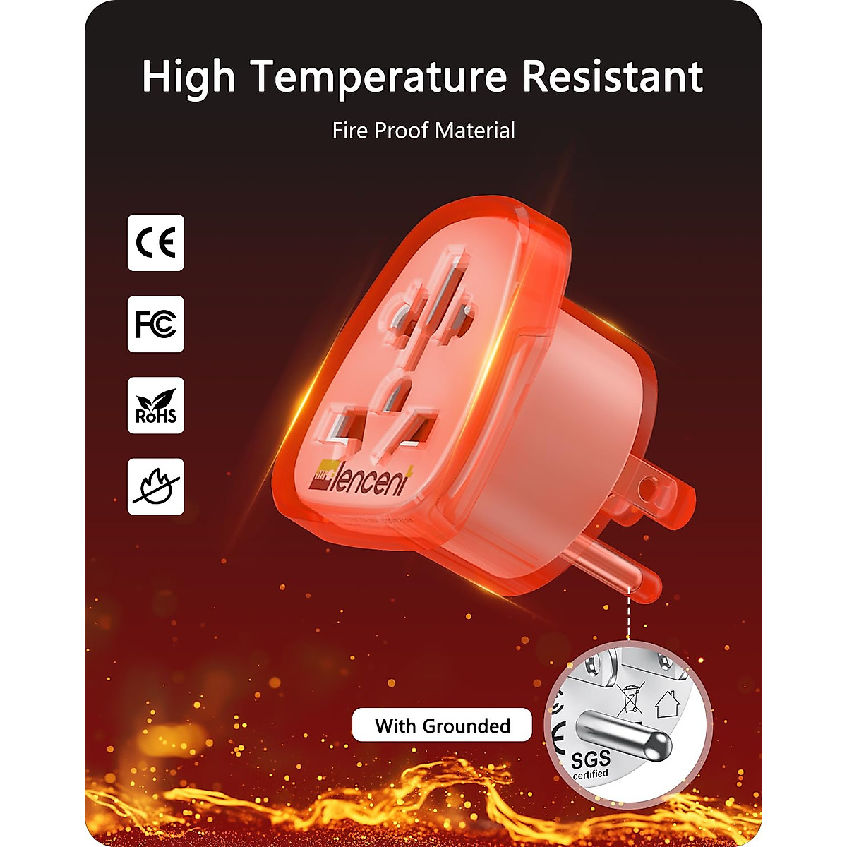 LENCENT World to US Plug Adapter, [2 Packs] European EU Europe/UK/Australia/China/Italy to USA American Outlet Power Adaptor Travel Plug Converter