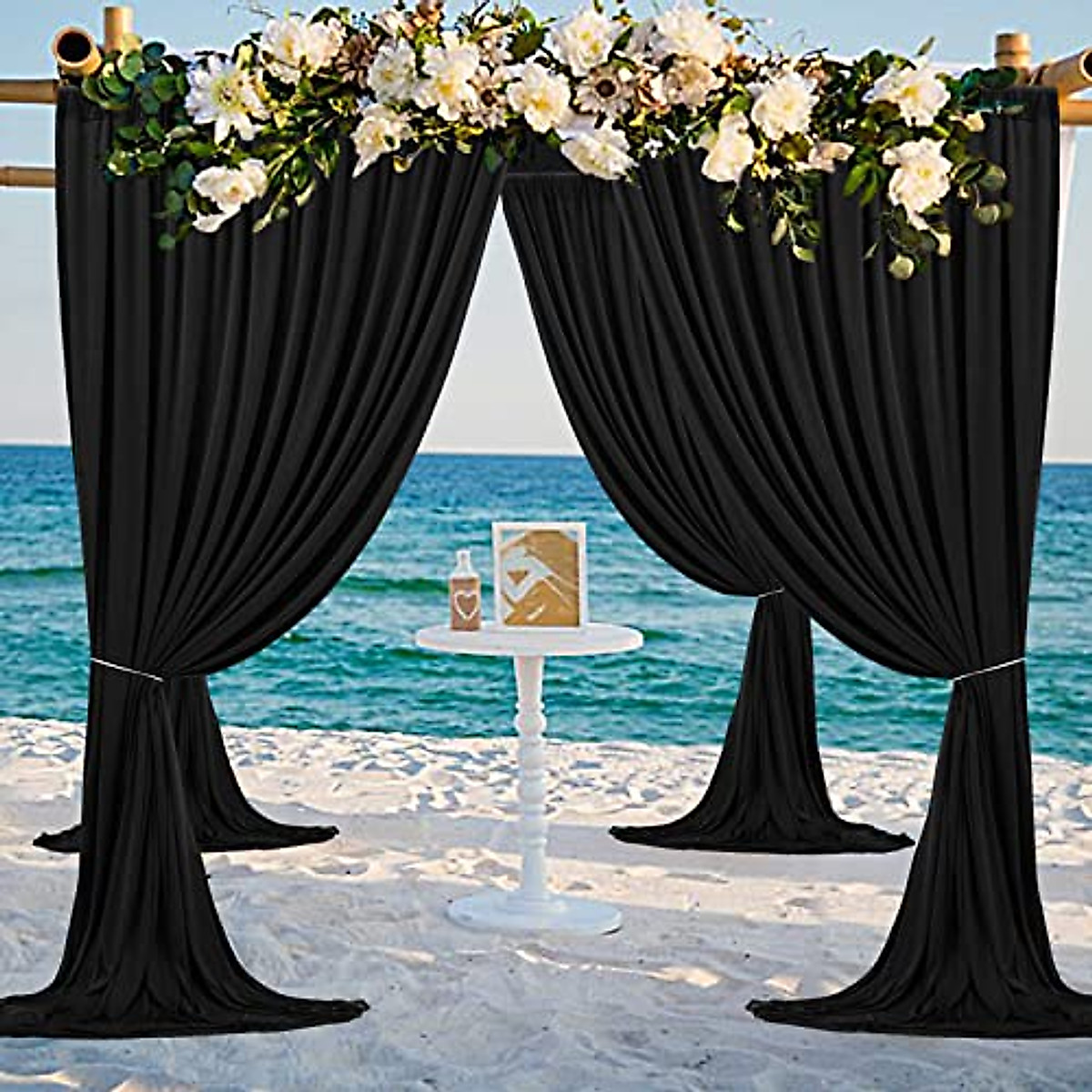 6 Panels Black Backdrop Curtain for Parties Wrinkle Free Black Photo Curtains Backdrop Drapes Fabric Decoration for Birthday Party Wedding 30ft(W) x 10ft(H)