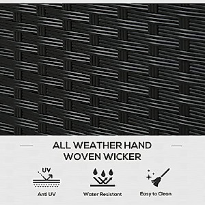 Outsunny Outdoor Deck Box & Waterproof Shoe Storage, PE Rattan Wicker Towel Rack with Liner for Indoor, Outdoor, Patio Furniture Cushions, Pool, Toys, Garden Tools, Black