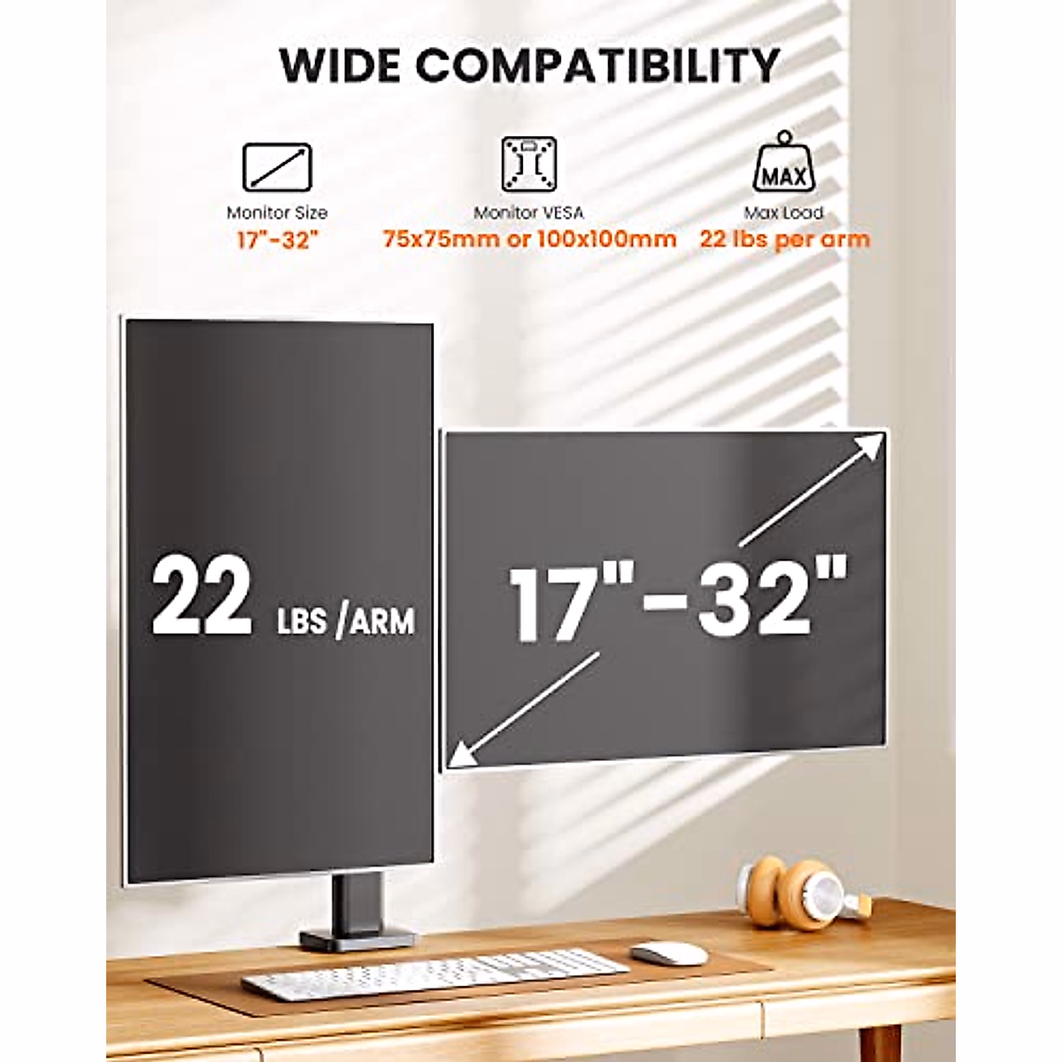 ErGear Height Adjustable Electric Standing Desk Dual Monitor Desk Mount