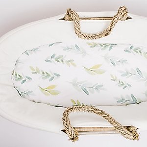 NODNAL CO. Leafy Bassinet Fitted Sheet - 100% Jersey Cotton for Baby Girl/Boy - Gender Neutral/Floral Eucalyptus Universal Fitted Cover Sheets (Leafy Greens)