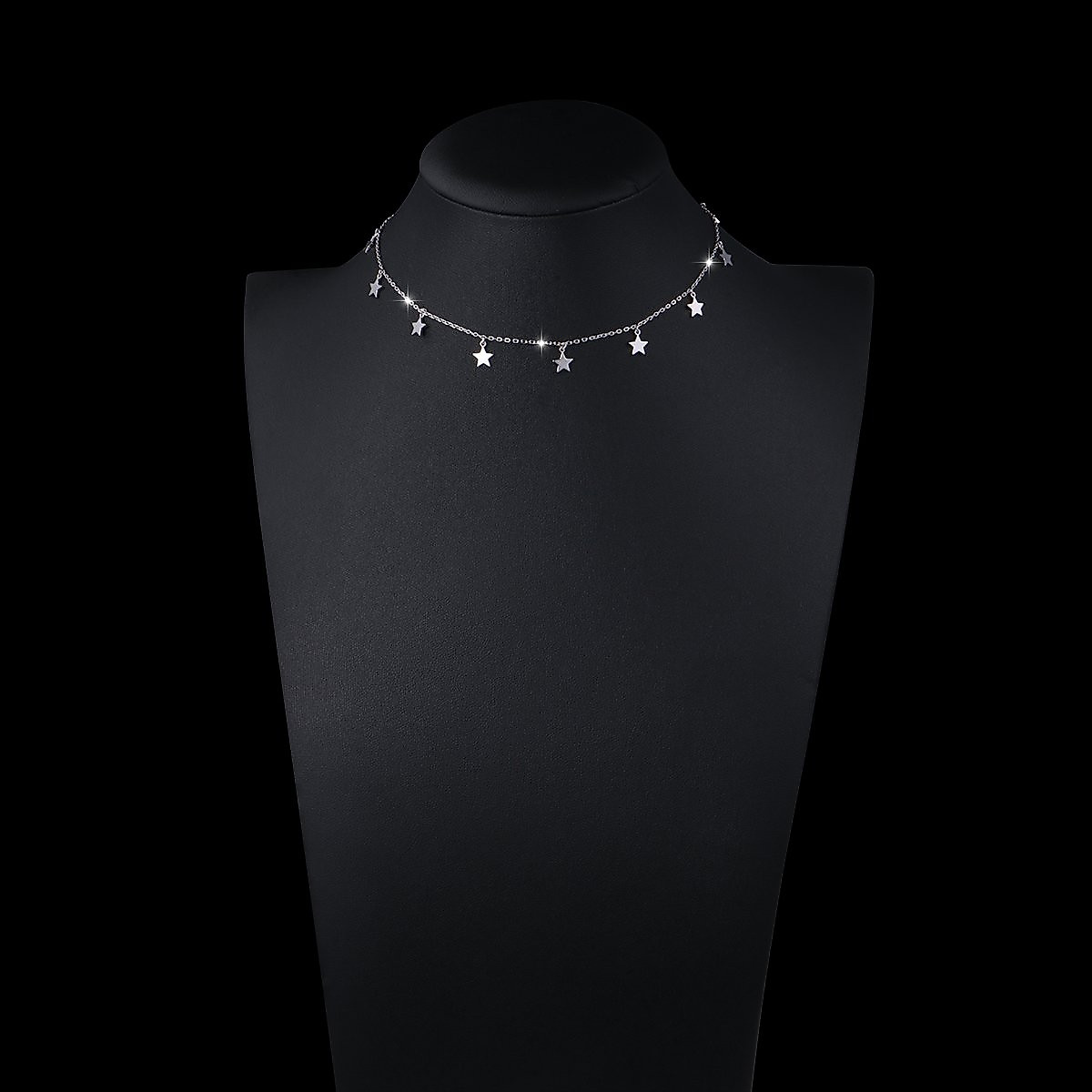 Sterling Silver Jewelry Lucky Star Choker Necklace Pendant Disc Chain Statement Necklace For Women