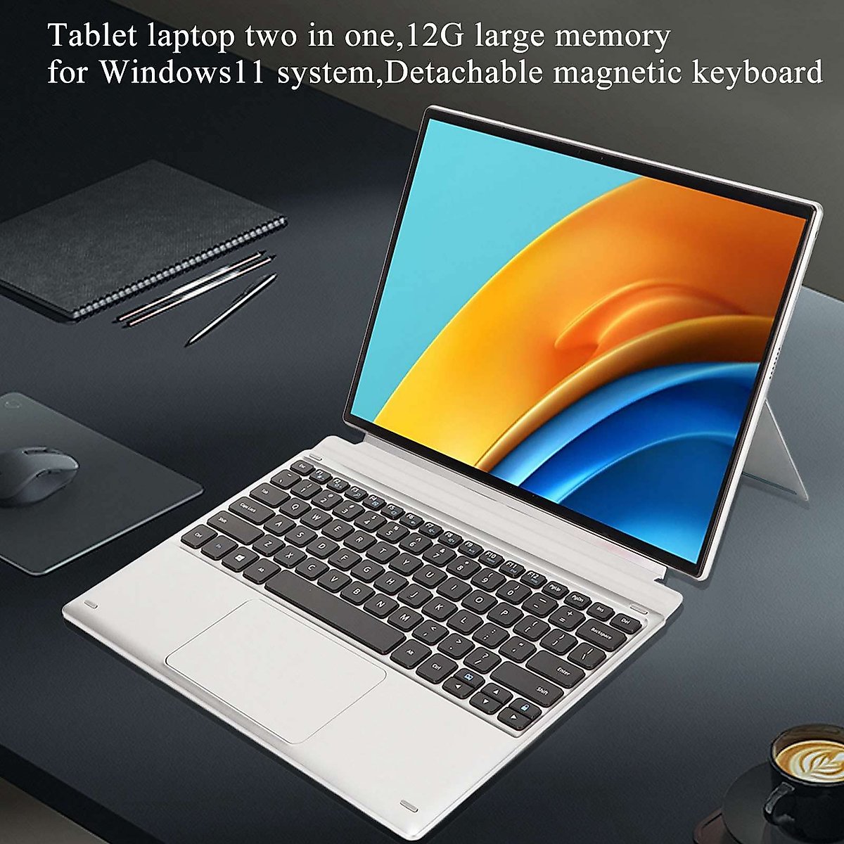 Tangxi 12.3in Laptop,3K Touch Screen 2880x1920 HD 2 in 1 Laptop with Magnetic Detachable Keyboard for Windows11,LPDDR4 12GB 256GB SSD,for Intel J4125 Quad Core CPU