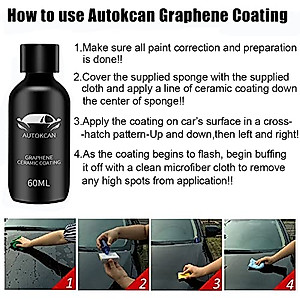 Autokcan Graphene Ceramic Coating, 10H Graphene Coating for Car Detailing, Advanced UV Technology Super High Gloss Anti-Scratch Hydrophbic Mirror Paint Sealant 7 Years Prorection