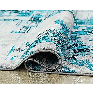 LUXE WEAVERS Contemporary Abstract Area Rug, Turquoise 8x10