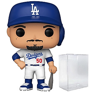 POP Funko Pop! MLB: Dodgers - Mookie Betts (Home Uniform) (Bundled with Compatible Plastic Pop Box Protector Case), 3.75 inches