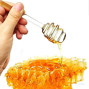 Honbay 1PCS Glass Honey Jam Syrup Dipper Stick Honey Spoon Dipper for Honey Pot Jar(6 Inch)