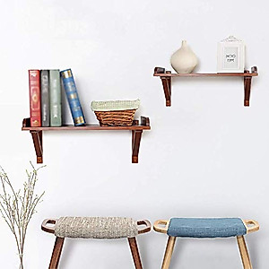 PIBM Stylish Simplicity Shelf Wall Mounted Floating Rack Shelves Separator Plate Solid Wood Tv Background Storage Side Fence Beautiful Durable Living Room,2 Colors,2 Sizes, Bbrown , 60x23x25cm