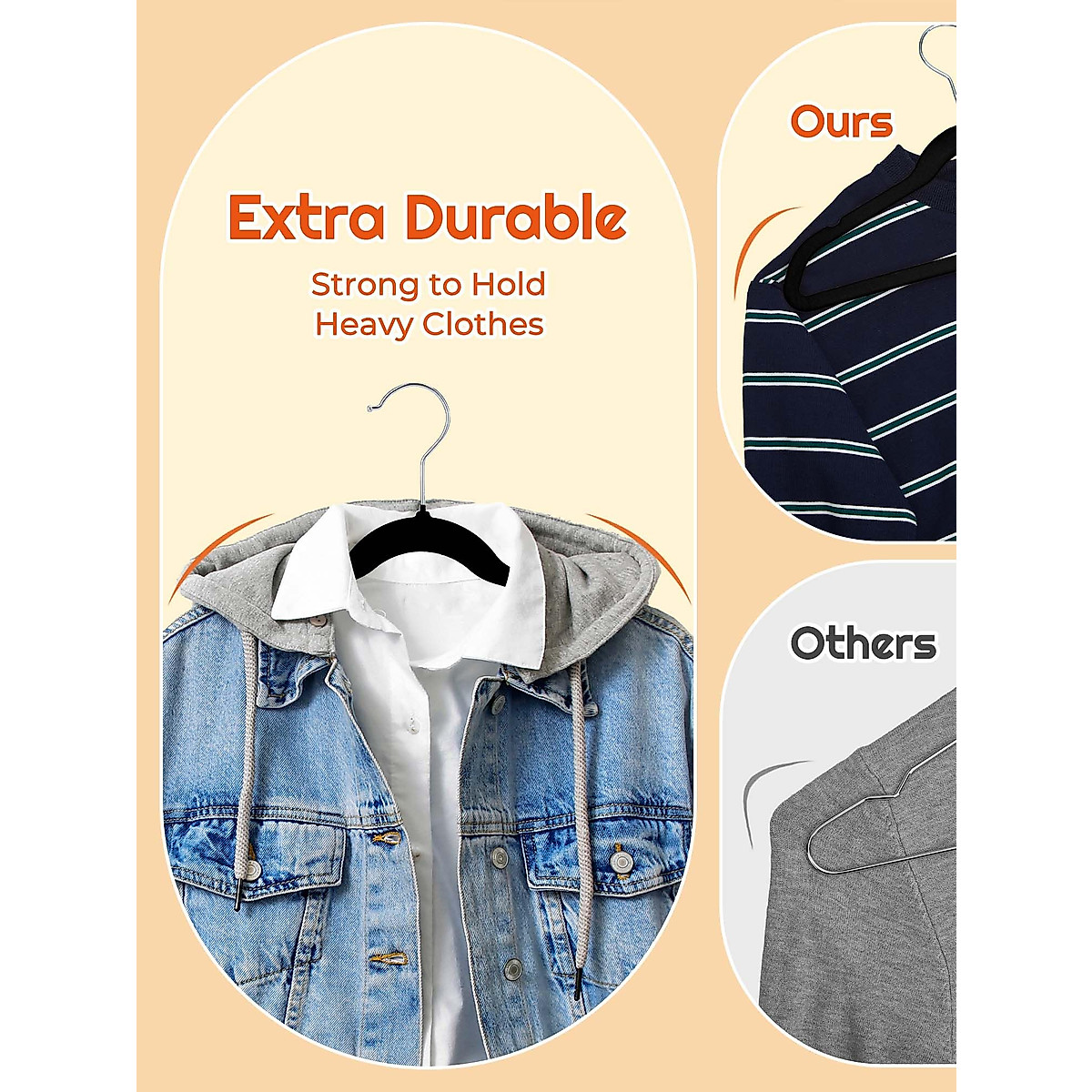 HOUSE DAY Kids Velvet Hangers 50 Pack, Durable Big Kids Hangers 14 Inch Hangers for Youth, Non Slip Kids Felt Hangers, Cute Childrens Hangers for Closet, Kids Black Hangers