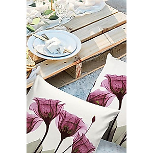 ArneCase Pillow Covers Pack of 2 Outdoor Waterproof Decorative Pillows Case ,Rose Red Tulips Spring Flowers ,Farmhouse Cushion Cases for Patio Furniture Garden-18x18 Inch