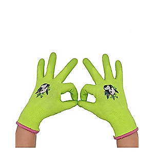 HANDLANDY Kids Gardening Gloves for Age 2-13 Latex Free, 3 Pairs Nitrile Coated Toddler Garden Gloves for Childrens Little Girls Boys Youth (Size 2（for age 2-4）)