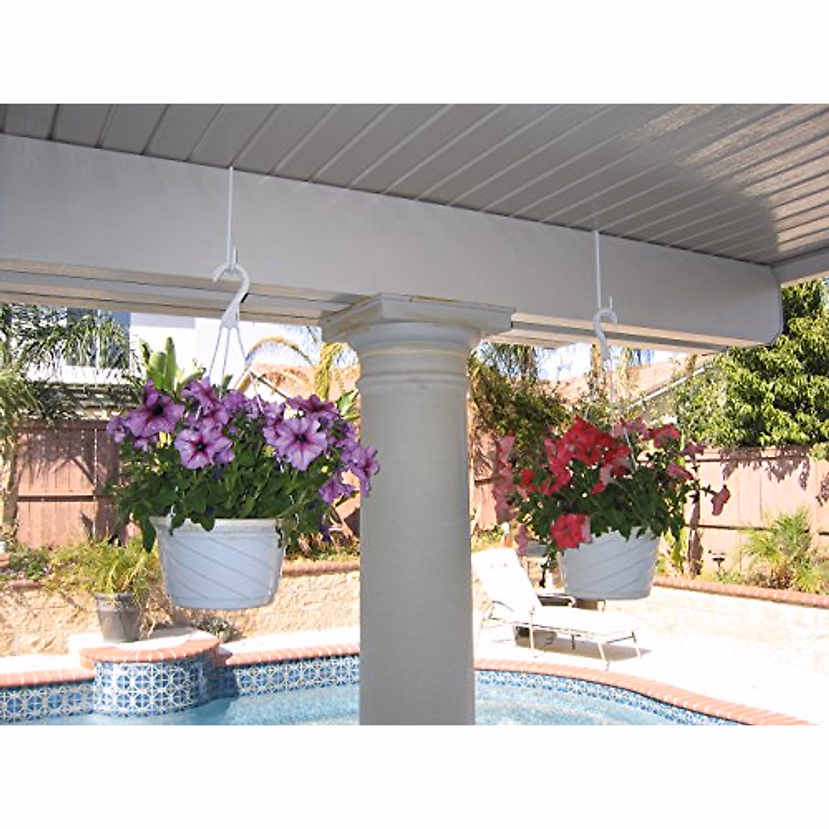 Solid White (6 Pack) Alumahangers ® Made in USA. Powder Coated Steel for Non Insulated Solid Patio Cover Hanger - Easy to use and Great for The Heavier Decorating Items! 3"x 8"