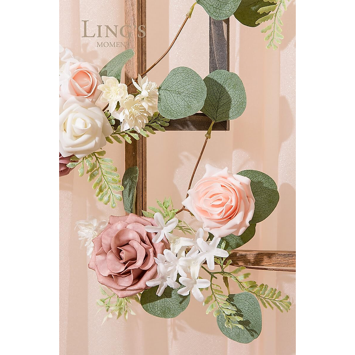 Ling's Moment Garden Dusty Rose Artificial Wedding Flowers Combo for Wedding Bouquets Centerpieces Flower Arrangements Bridal Shower Decorations
