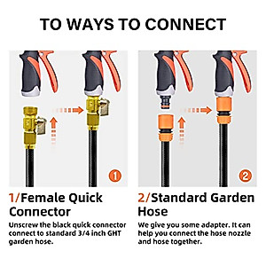 Garden Hose Sprayer Nozzle + Adapter, Features 8 Water Hose Nozzle, Car Wash Foam cannon Washing Kit, 3.5 oz Soap Dispenser Bottle Connects to Any Garden Hose, Lawn, Cleaning Car, Showering Pet