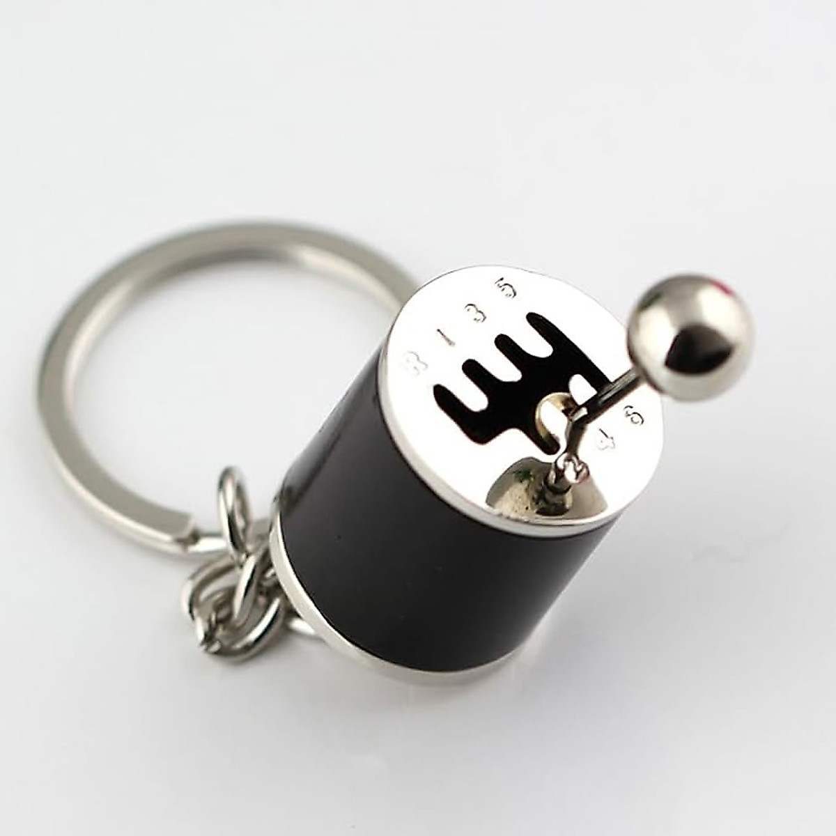 iJDMTOY Chrome Polished Alloy Metal Gear Box Shifter Shape Key Chain Ring Keychain