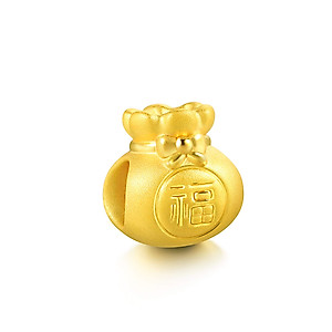 CHOW SANG SANG 999 24K Solid Gold Blessing Bracelet, Fortune Bag Charm Red Bracelet for Women 89197C