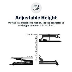 Vari - VariDesk Essential Vertical Lift 30 - Compact Two-Tier Standing Desk Converter for Monitor & Accessories - Height Adjustable Sit Stand Desk - Home Office Monitor Riser - 30" Wide, Black