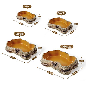 Reptile Food Water Rock Bowls - Lizard Resin Rock Worm Feeding Dish, Amphibian Feeder Bowl Terrarium Decor for Bearded Dragons, Chameleon, Leopard Gecko, Frog, Snake, Hermit Crabs, Turtle Spider Pet