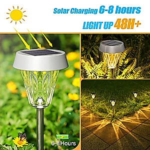 Aulanto Solar Pathway Lights Outdoot 6Pack, 7colors 40LUM Solar Pathway Lights Bright,Metal Garden Lights Solar Powered Waterproof for Pathway Yard Lawn Walkway