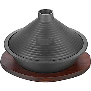 MNBVH Cast Iron Moroccan Tagine Pot with Tray, Non-Stick Tagine with Conical Lid Induction Compatible Gas Stove Kitchen Essential(Size:26)
