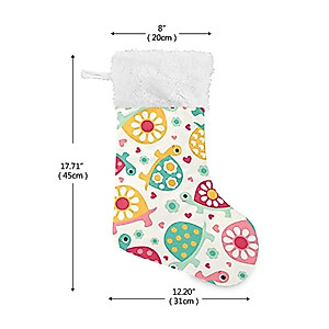Kigai Christmas Stockings Cute Floral Sea Turtles Large Candy Stockings Stuffers Kids Cute Xmas Sock Decorations 1PC for Home Holiday Party 12" x18"