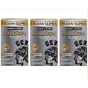 Trojan Supra Non-latex Bareskin Condoms 3 Packs of 6