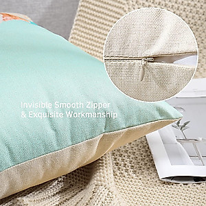 OTOSTAR Waterproof Summer Decorations Outdoor Throw Pillow Covers Linen Starfish Shell Pillow Covers Pack of 4 Square Cushion Case Garden Pillowcase 18x18 Inch for Patio Furniture Couch Tent (Beach)