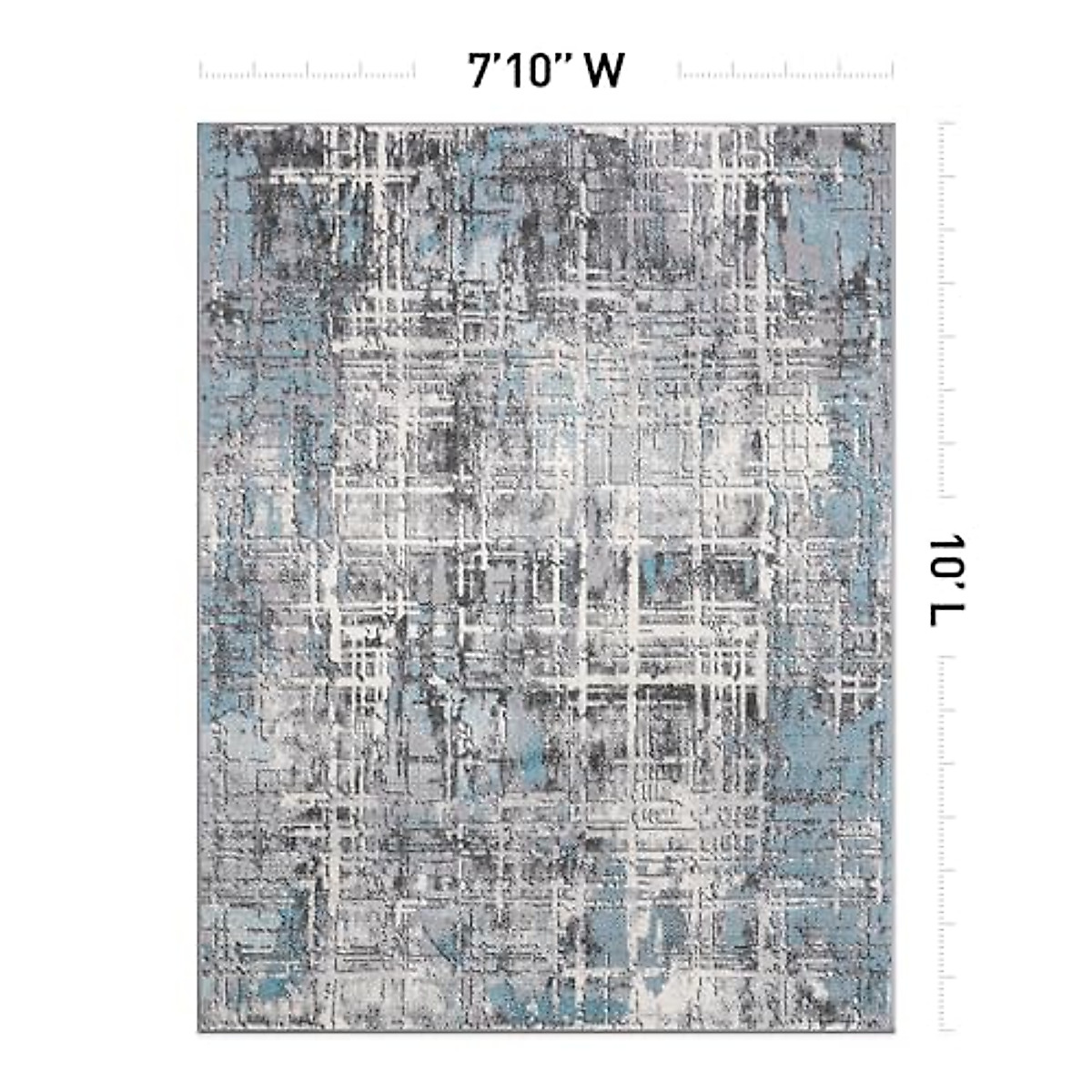 Rugshop Distressed Abstract Stain Resistant Soft Area Rug 7' 10" x 10' Blue