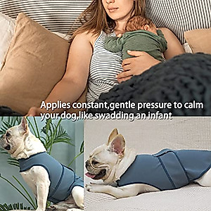 SyChien Dog Anxiety Jacket Calming Relief Shirt,Calming Vest Coat for Extra Large boy Girl Dogs,Deep Blue XL