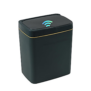 Obstnny Motion Sensor Garbage Can with Automatic Lid, 15 L Plastic Touchless Trash Can, Green